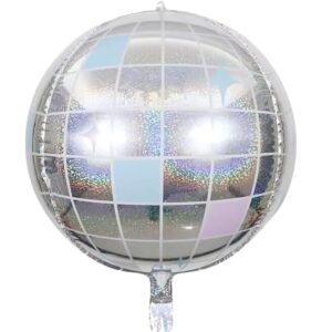 Iridescent Disco Party Foil Balloons With Clear Star Balloons 4D Silver Aluminum Balloons,for Birthday, Bachelorette Party, 70s 80s Theme Last Disco Party Decorations Supplies (Transparent 4+3)