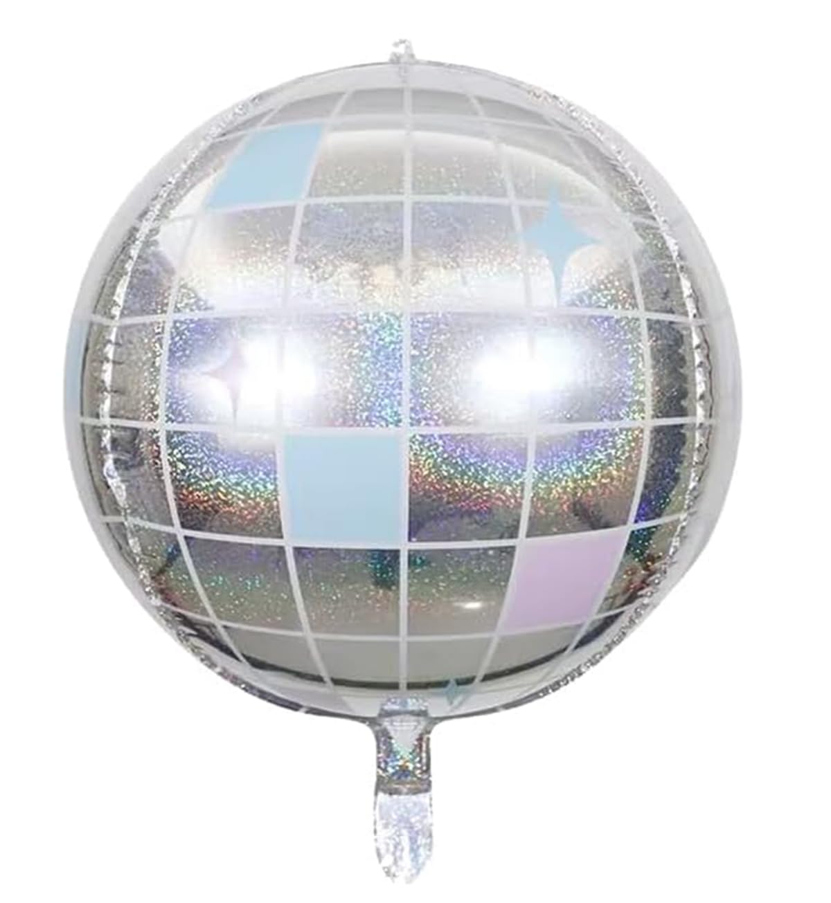 Iridescent Disco Party Foil Balloons With Clear Star Balloons 4D Silver Aluminum Balloons,for Birthday, Bachelorette Party, 70s 80s Theme Last Disco Party Decorations Supplies (Transparent 4+3)