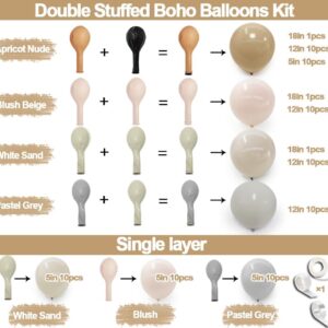 Neutral Balloon Boho Nude Double Stuffed Beige Cream Tan Balloons Balloon Garland Blush Ivory White Sand Balloon Arch Kit for Baby Shower Gender Reveal Bridal Shower Birthday Wedding Party Decorations