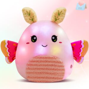 cozyworld 12 inch led cuddly pink butterfly plush pillow,super soft butterfly stuffed animals plush toys,light up stuffed plushies insect plush doll animal toy for kids girls women lovers