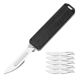 coldown utility knife, pocket knife with clip, box cutter knives, edc knife, scalpel knife, 10 extra carbon steel replacement blades #23, great edc gadget gift for men women