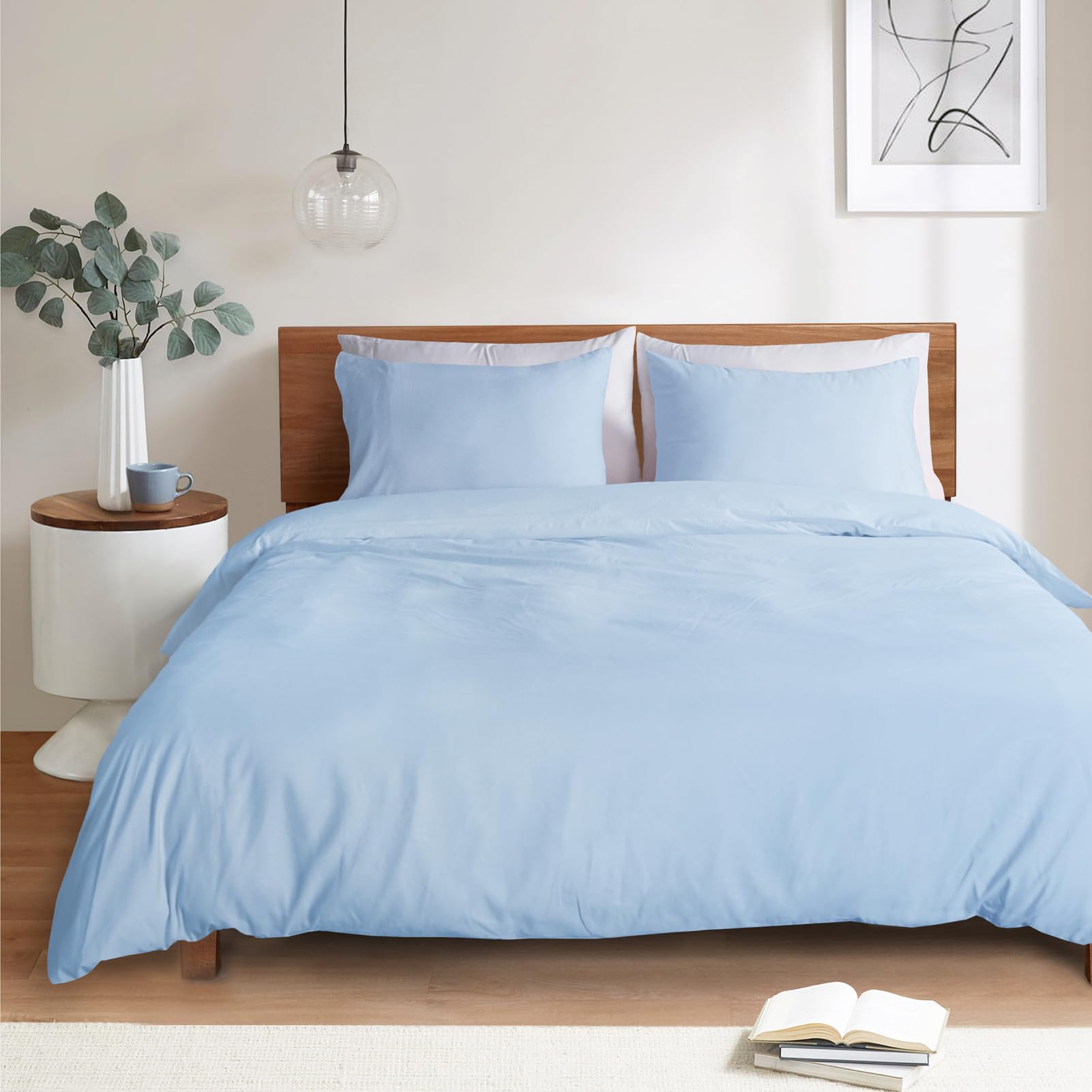 Mejoroom Lake Blue Duvet Cover Queen Size – Queen Duvet Cover Set - Soft and Breathable Comforter Cover with Zipper Closure, 3Pieces, 1 Duvet Cover (90x90”) and 2 Pillow Shams(20x26”)