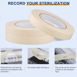 3 Rolls Autoclave Sterilization Indicator Tape Set for Beauty and Nails Salons/Tattoo and Dental Tool Cleaning Use, 1/2", 3/4", 1" Width, 55 Yards/Roll