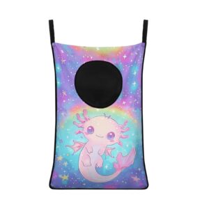 zoutairong rainbow axolotl hanging laundry bag basketball over the door laundry hamper zipper laundry basket girls purple storage organizers for bedroom/bathroom/dorm/closet