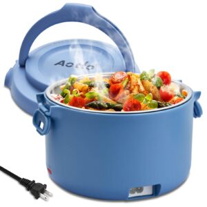 aotto electric lunch box: 32 oz portable food warmer heater - lunch warmer portable for work/office, warming soup & meal, spill-free, men & women's gifts, blue (110v-120v)