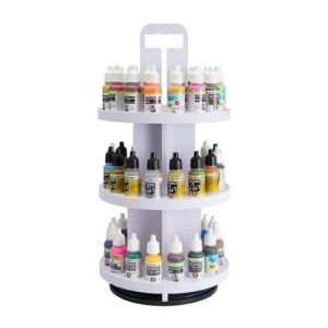 sanfurney 3 tiers spinning paint organizer rack for 17ml paint dropper bottle, 60 holes craft paint rotating tower, desktop paint storage holder stand for 17ml vallejo, army painter, ak interactive