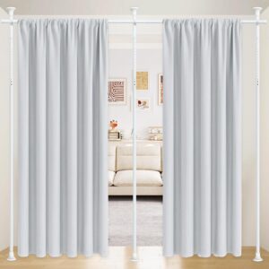 Room Divider Curtain Rod, No Drilling Rod, 48-120inch (H) 28-144inch(W) Adjustable Partition Hanging Room Dividers, Room Partitions and Dividers Floor to Ceiling Self Stand for Space Partition White