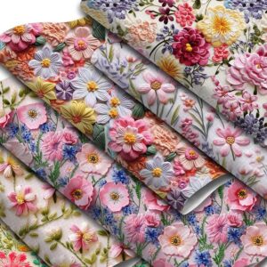 singring 6 pcs 7.7" x 12.9" (20 cm x 33 cm) pvc floral printed faux leather fabric sheets for sewing quilting diy bows earrings making crafts