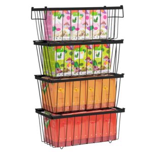 wetheny freezer organizer bins with side handle -4 pack stackable chest freezer organizer for 7 cu.ft - deep freezer sort frozen food wire metal basket storage bins rack