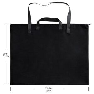 Generic Large Size Art Portfolio Tote with Nylon Shoulder, Poster Board Storage Bag (25.6""*20""-Black), 1PCS