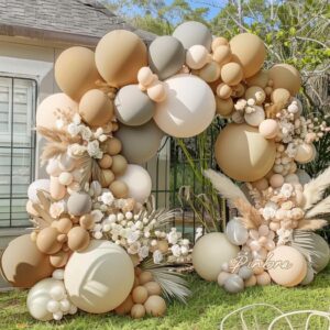 Neutral Balloon Boho Nude Double Stuffed Beige Cream Tan Balloons Balloon Garland Blush Ivory White Sand Balloon Arch Kit for Baby Shower Gender Reveal Bridal Shower Birthday Wedding Party Decorations