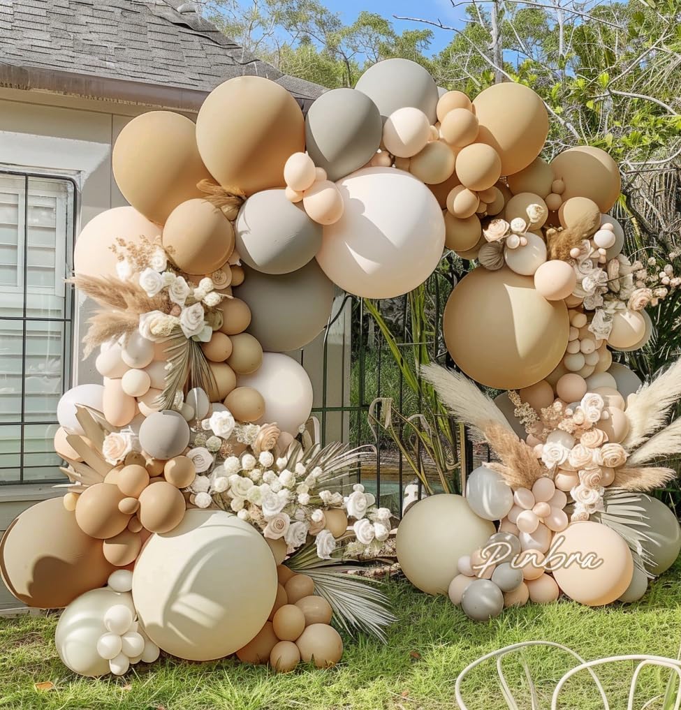 Neutral Balloon Boho Nude Double Stuffed Beige Cream Tan Balloons Balloon Garland Blush Ivory White Sand Balloon Arch Kit for Baby Shower Gender Reveal Bridal Shower Birthday Wedding Party Decorations