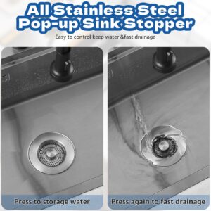 4 in 1 Kitchen Sink Drain Strainer Stopper, Pollock SUS304 Stainless Steel Pop-up Kitchen Sink Stopper with Strainer Basket, Anti-Clogging Kitchen Sink Plug for US Standard 3-1/2 Inch Drain