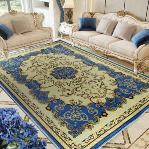 qumox 9'10"x6'6" european palace vintage area rug, machine washable, non-slip, perfect for living room and bedroom