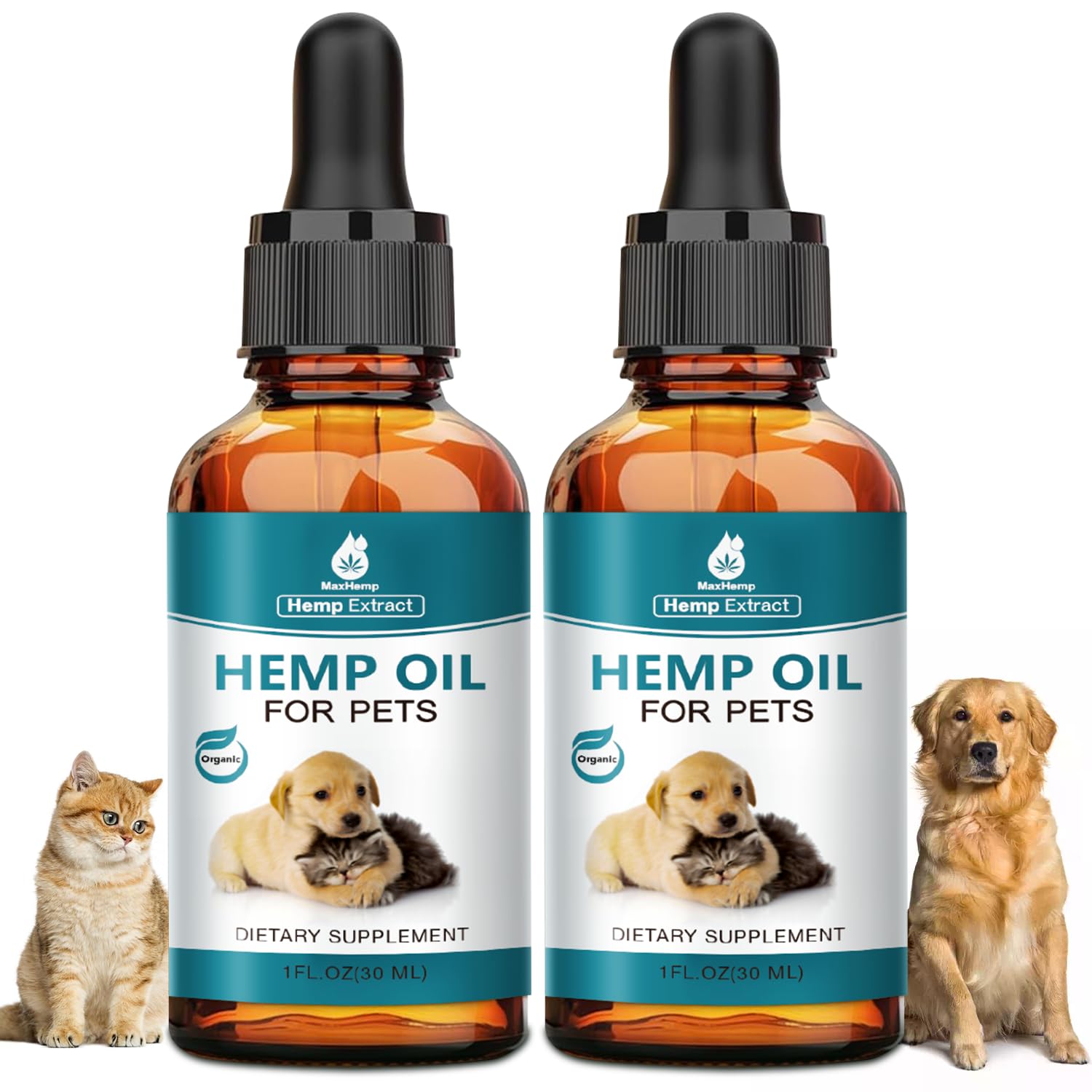 2 Packs - Pet Hemp Oil for Dogs and Cats- Anxiety, Stress Pain Holistic Inflammation Relief - for Joint Hip Аrthritis, Calming Oil Drop, Organic Pets Treats