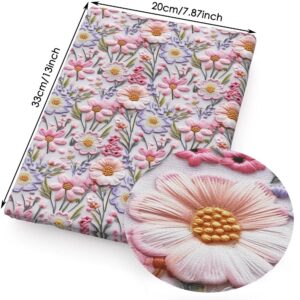 Singring 6 Pcs 7.7" X 12.9" (20 Cm X 33 Cm) PVC Floral Printed Faux Leather Fabric Sheets for Sewing Quilting DIY Bows Earrings Making Crafts