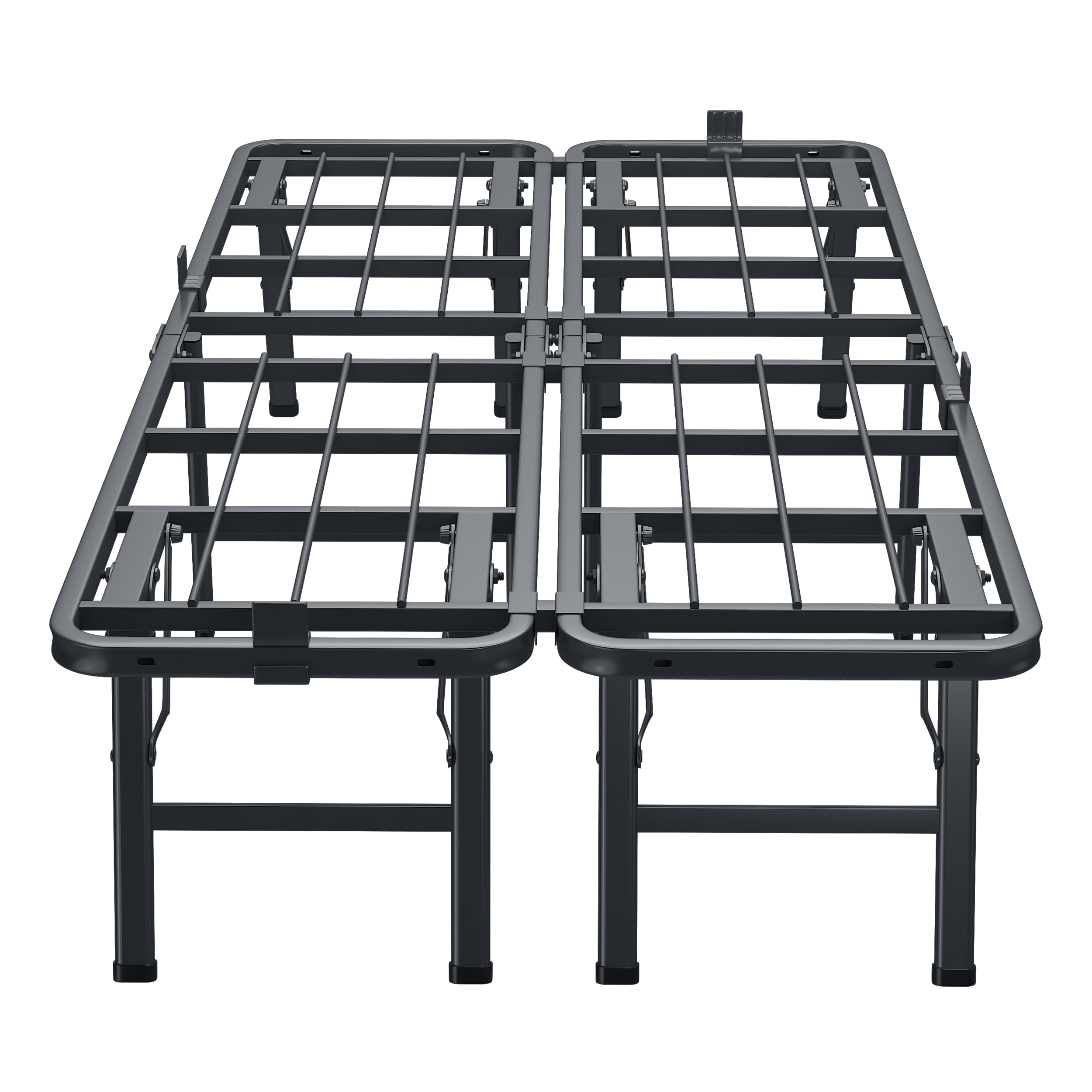 VIPSHOW 18 Inch Twin Metal Bed Frame Folding Bed Frame Tool-Free Assembly Mattress Foundation No Box Spring Needed Platform 2500lbs Heavy Duty Steel Slats, Noise-Free, Easy Assembly, Black