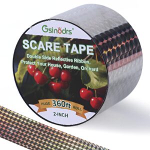 bird tape repellent - double reflective tape ribbon, bird scare tape, effective against birds and animals, ideal for gardens, orchards, farms and outdoor areas(2in * 360ft)