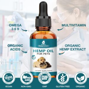 2 Packs - Pet Hemp Oil for Dogs and Cats- Anxiety, Stress Pain Holistic Inflammation Relief - for Joint Hip Аrthritis, Calming Oil Drop, Organic Pets Treats