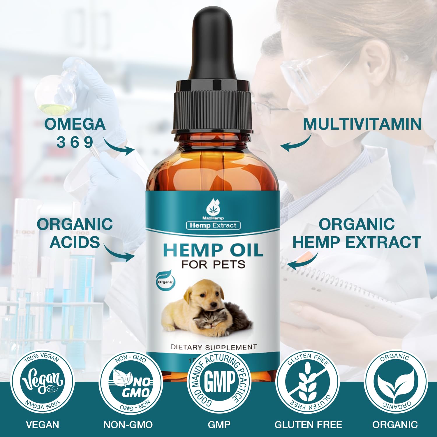 2 Packs - Pet Hemp Oil for Dogs and Cats- Anxiety, Stress Pain Holistic Inflammation Relief - for Joint Hip Аrthritis, Calming Oil Drop, Organic Pets Treats