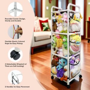 TopDirect Stuffed Animal Zoo Storage, Zoo Animals Toy Holder, Large Animal Cage Organizer Soft Toy Shelf Nursery Room Ball Storage, PVC with Elastic Band and Net for Nursery Play Room Bedroom