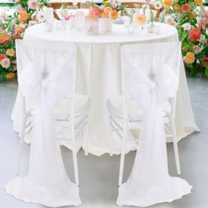 White Tulle Fabric Pearl Table Runner, Wedding Table Runner Decor Lace Table Cloth Wedding Arch Decorations Tulle Ribbon 5 Yards Lace Dessert Tablecloth Table Cover for Birthday Party Bridal Shower