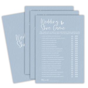 exw elegant blue bridal shower game cards - wedding shoe game - engagement party cards, newlyweds party decorations, 30 pcs per set, bridal shower game supplies - a04