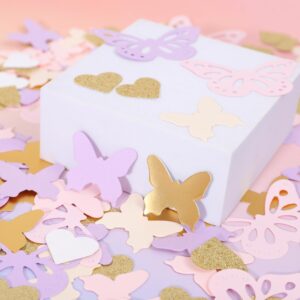 HIKLO Butterfly Table Scatter Confetti - Butterfly Table Decorations, Butterfly Birthday Decor, Butterfly Themed Spring Wedding/Bridal Shower/Baby Shower Party Decor, 210 Pcs Pink Purple Gold Confetti