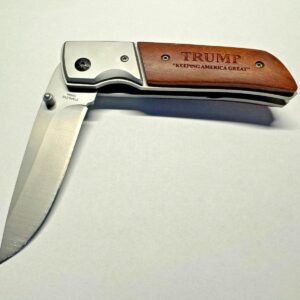 Generic Support President Trump with Keeping America Great Rosewood Pocket Knife with LED Light and Belt Clip - A Must-Have for Trump Enthusiasts