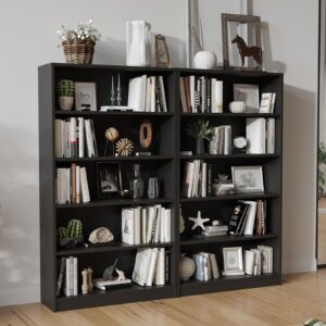 Farini 5-Shelf Bookshelf,Free Standing Bookcase for Home Office,Black