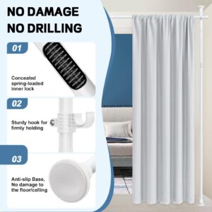 Room Divider Curtain Rod, No Drilling Rod, 48-120inch (H) 28-144inch(W) Adjustable Partition Hanging Room Dividers, Room Partitions and Dividers Floor to Ceiling Self Stand for Space Partition White