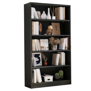 Farini 5-Shelf Bookshelf,Free Standing Bookcase for Home Office,Black