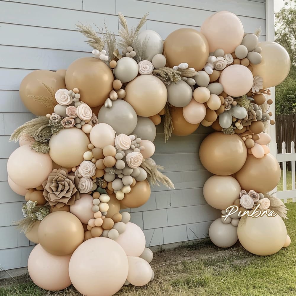 Neutral Balloon Boho Nude Double Stuffed Beige Cream Tan Balloons Balloon Garland Blush Ivory White Sand Balloon Arch Kit for Baby Shower Gender Reveal Bridal Shower Birthday Wedding Party Decorations