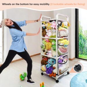 TopDirect Stuffed Animal Zoo Storage, Zoo Animals Toy Holder, Large Animal Cage Organizer Soft Toy Shelf Nursery Room Ball Storage, PVC with Elastic Band and Net for Nursery Play Room Bedroom