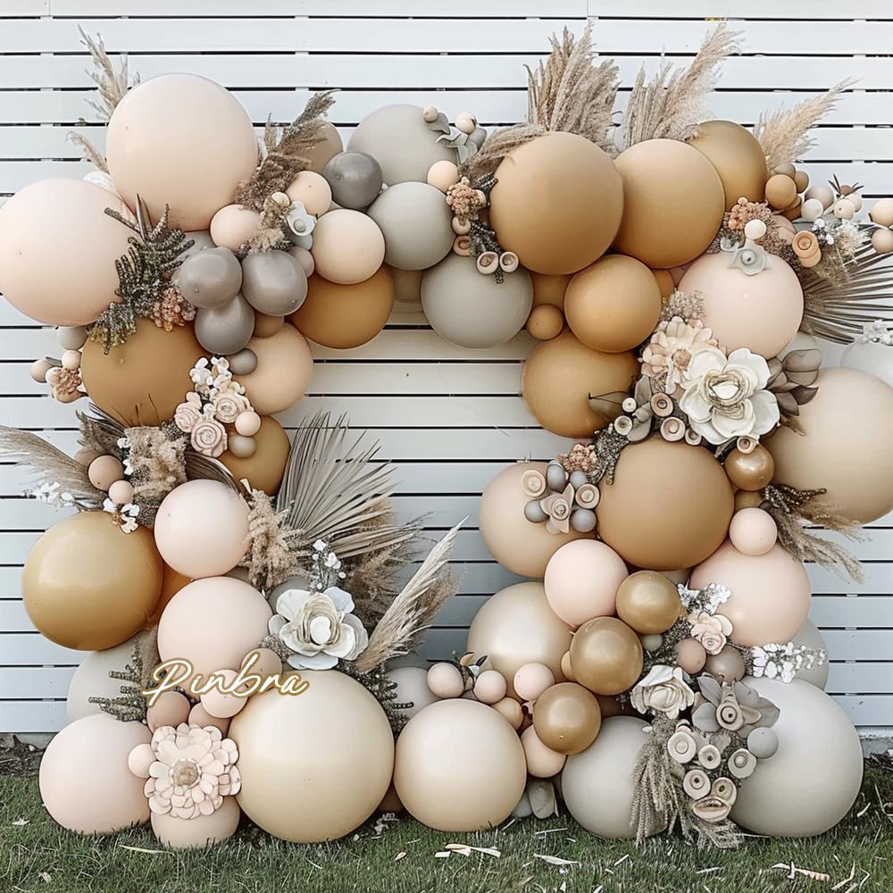 Neutral Balloon Boho Nude Double Stuffed Beige Cream Tan Balloons Balloon Garland Blush Ivory White Sand Balloon Arch Kit for Baby Shower Gender Reveal Bridal Shower Birthday Wedding Party Decorations