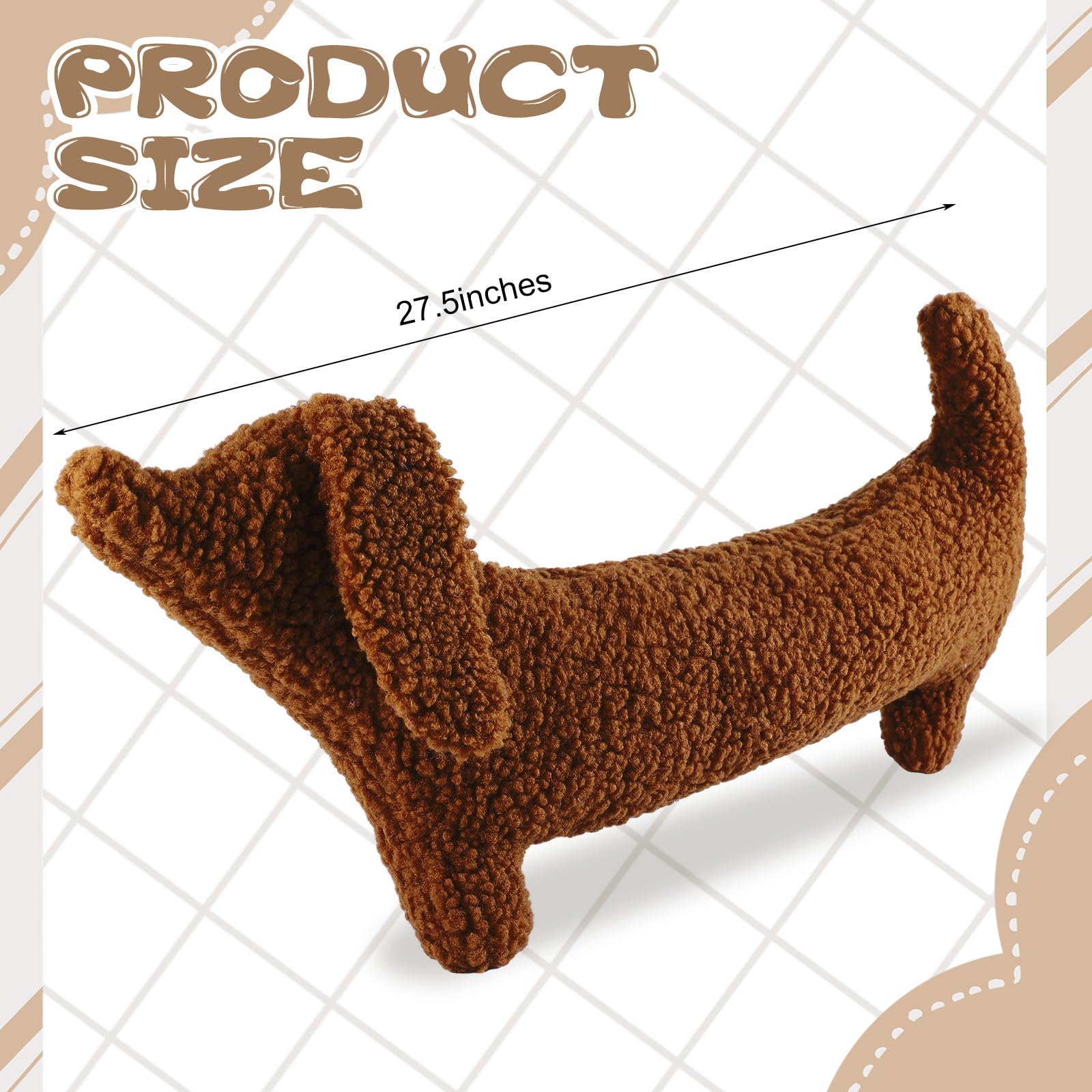 Vercraft 27.5 inch Dachshund Dog Plush Pillow Long Weiner Dog Body Pillow Dachshund Animals Hug Pillow Long Body Throw Sleeping Pillow for Christmas Kids Gifts Sofa Chair Home Decoration