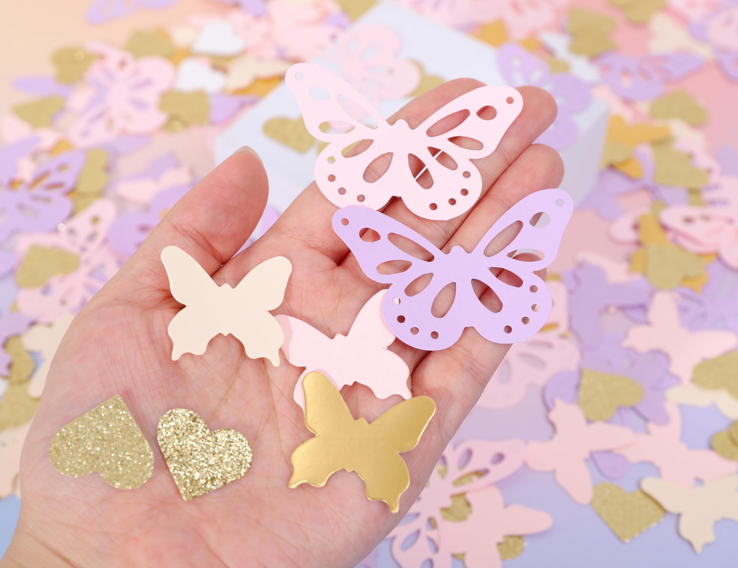 HIKLO Butterfly Table Scatter Confetti - Butterfly Table Decorations, Butterfly Birthday Decor, Butterfly Themed Spring Wedding/Bridal Shower/Baby Shower Party Decor, 210 Pcs Pink Purple Gold Confetti