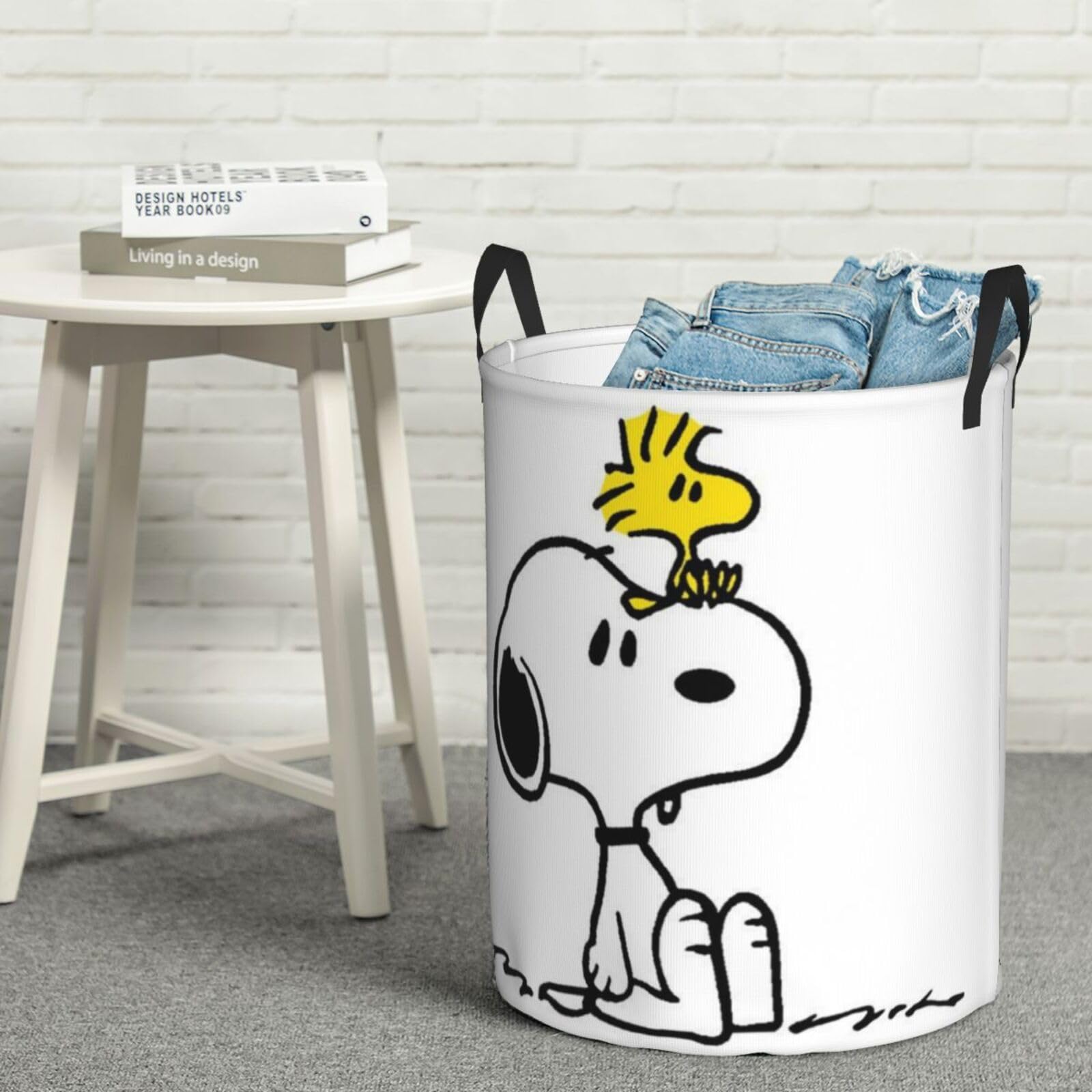 SdnOkpj Sn-oopy laundry basket, durable handle, waterproof round storage basket, suitable for bathroom and bedroom Medium