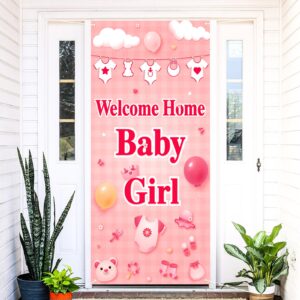 labakita welcome home baby girl door banner, it’s a girl welcome baby girl banner, baby shower decorations for girls, gender reveal baby shower door sign party decoration inside outside