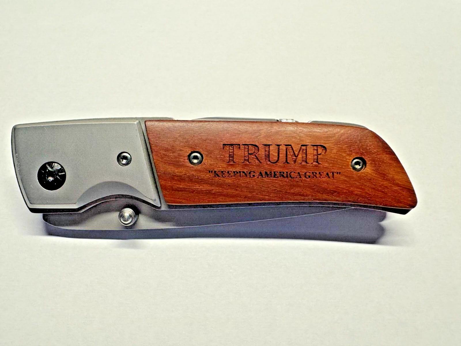 Generic Support President Trump with Keeping America Great Rosewood Pocket Knife with LED Light and Belt Clip - A Must-Have for Trump Enthusiasts