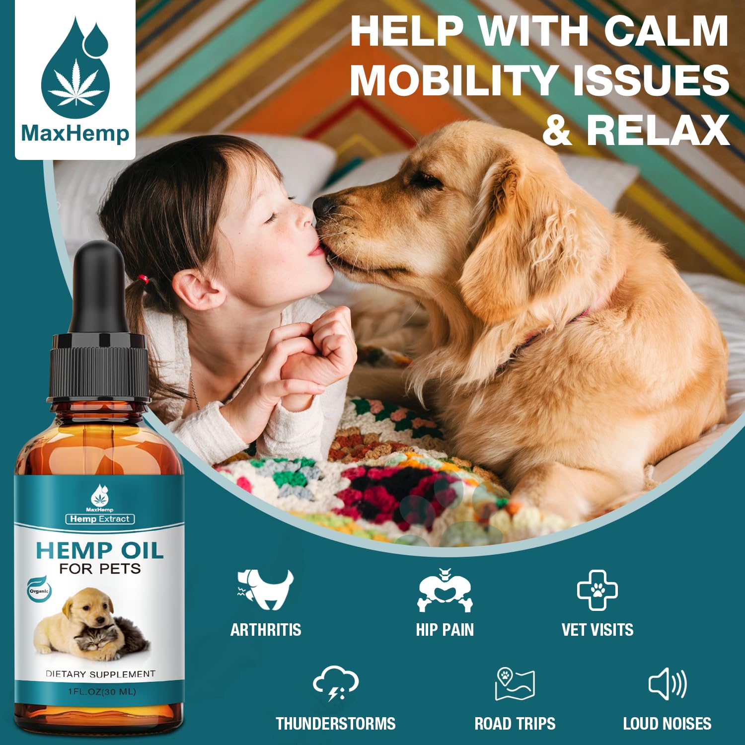 2 Packs - Pet Hemp Oil for Dogs and Cats- Anxiety, Stress Pain Holistic Inflammation Relief - for Joint Hip Аrthritis, Calming Oil Drop, Organic Pets Treats