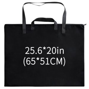 Generic Large Size Art Portfolio Tote with Nylon Shoulder, Poster Board Storage Bag (25.6""*20""-Black), 1PCS