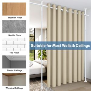 Room Divider Curtain Rod, No Drilling Rod, 48-120inch (H) 28-144inch(W) Adjustable Partition Hanging Room Dividers, Room Partitions and Dividers Floor to Ceiling Self Stand for Space Partition White