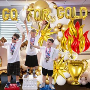 Paris Sports 2024 Themed Party Decorations,Football Party Supplies Champion Trophy Aluminum Foil Balloon,Glitter Go For Gold Banner for 2025 Sports Birthday Game Football Party Decorations Supplies