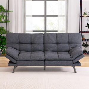 hcore bed, memory foam futon sleeper loveseat convertible couch sofas, grey