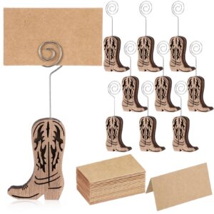 havawish 10 pcs wood cowboy boot place card holders and 10 pcs kraft table place cards cowboy boots table number holders photo holder menu memo clips cowboy boot decorations for wedding party favors