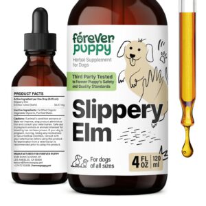 slippery elm drops for dogs - gut health supplement w/slippery elm bark - soluble fiber digestive drops for dogs - liquid dog vitamins and supplements for pet's happy tummy - 4 oz