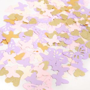 HIKLO Butterfly Table Scatter Confetti - Butterfly Table Decorations, Butterfly Birthday Decor, Butterfly Themed Spring Wedding/Bridal Shower/Baby Shower Party Decor, 210 Pcs Pink Purple Gold Confetti