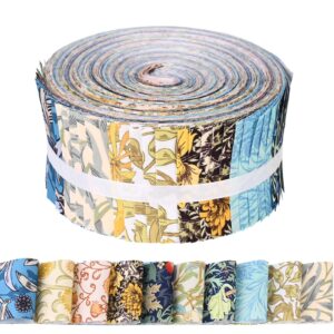 50pcs william morris floral jelly fabric strips roll for quilting crafting spring summer floral precut patchwork for sewing diy crafts 2.55 inch polyester fabric bundles