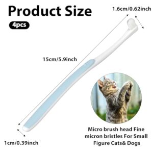 Qianyu 4 Pcs Small Dog Toothbrush Micro Brush Head Nano Soft Bristle Comfort Grip Gentle Pet Toothbrush for Puppy Kitten Sensitive Gum and Teeth Cats Dogs Teeth Cleaning Dental Care